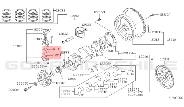 Metales Metal Biela NISSAN SENTRA V16 GA16DE GA16DNE ORIGINAL NISSAN ...